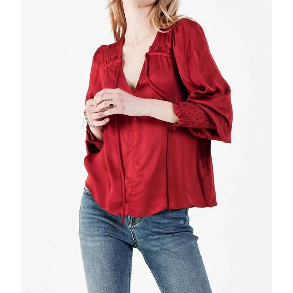 Dear John Tops New Dear John Denim Amelia Ruched Long Sleeve Top In